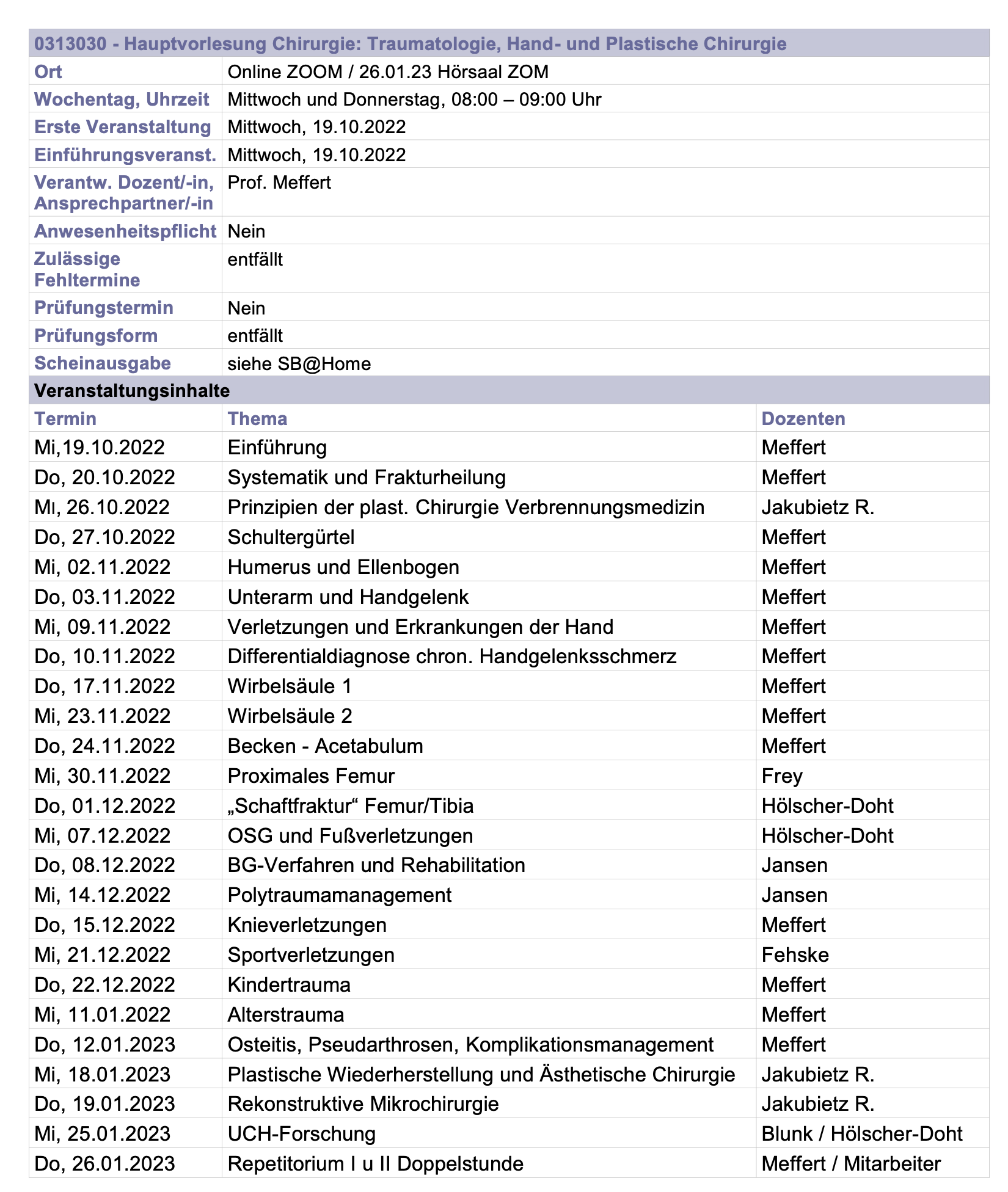mySurgery | Vorlesung Unfallchirurgie Wintersemester 2022/23 mySurgery | Vorlesung Unfallchirurgie Wintersemester 2022/23